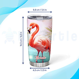 Hyturtle Personalized Gifts For Flamingo Lover - Flamingos Are Awesome Custom Name Stainless Steel Tumbler 20oz With Lid - Idea Bird, Animal lover Gift For Women Girl On Birthday, Christmas
