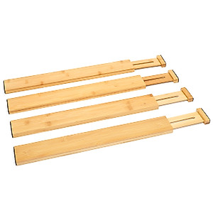 RoyalHouse Large Drawer Organizer (18" - 22") Adjustable Bamboo Drawer Dividers Organizers, Expandable Drawer Separators for your Kitchen, Bedroom, Bathroom, Dresser, Office, and More (4 pieces)