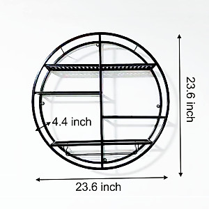 Wall Mounted Wine Rack, Elegant Black Metal Round Wine Glass Holder for Home Bar and Kitchen Décor - Space-Saving Wine Bottle Organizer and Glass Shelf for Parties and Entertaining - 23.6 Inches