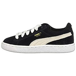 PUMA Suede Junior Sneaker (Little Kid/Big Kid) , Black/White, 7 M US Big Kid