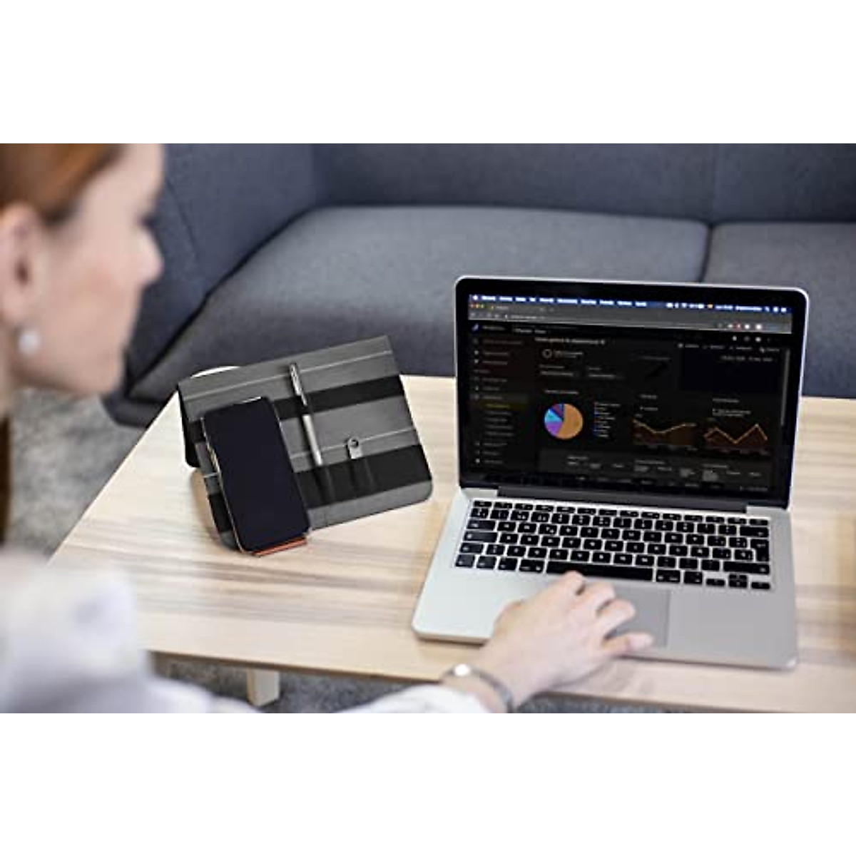 Beblau FOLD Portable Tech Organizer attachable to your Devices | Desktop Organizer Office, Home & School | Working from Home Solution | Laptop accessories Backpack Insert FATHERS GIFT| DARK