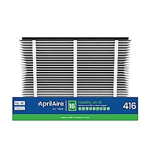 AprilAire 416 Replacement Filter for AprilAire Whole House Air Purifiers - MERV 16, Allergy, Asthma, & Virus, 16x25x4 Air Filter (Pack of 2)
