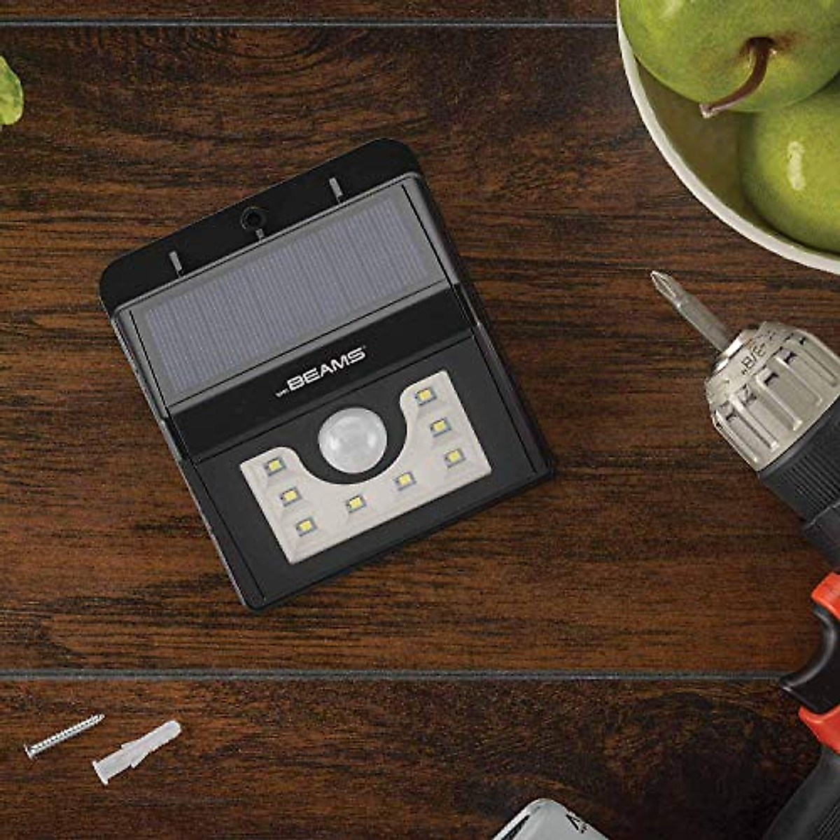 Beams Solar Wedge 8 LED 100 Lumen Outdoor Security Motion Sensor Wall Light, 4-Pack, Black