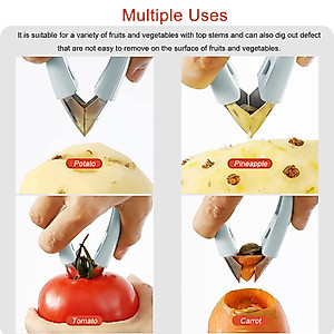 LIANGKEN Strawberry Huller Stem Remover, Potato Corer, Pineapple Corer, Tomato Corer, Fruits and Vegetables Eye Peeler, Stainless Steel Huller, Portable Kitchen Gadget.