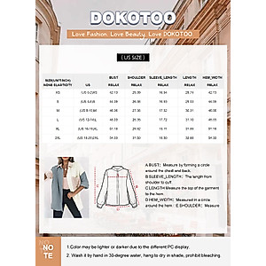 Dokotoo Women's Cute Spring Button Down Lightweight Soft V Neck Collared Long Sleeve Shirts for Women Casual Loose Fashion Summer Blouses Tops with Pockets Grey L