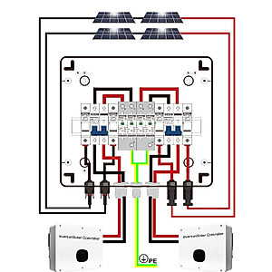 DIHOOL PV Solar Combiner Box for Solar Panels, 2 String 25 Amp IP65 Box DC500V 50A Miniature Circuit Breakers