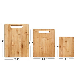 Farberware Stamped 15-Piece High-Carbon Stainless Steel Knife Block Set, Steak Knives & 3-Piece Bamboo Cutting Board, Set of 3 Assorted Sizes, Brown