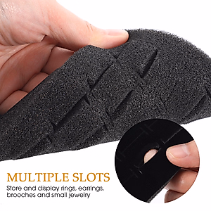 Healeved 5pcs Black Velvet Ring Insert Display Trays Insert Ring Holders Sponge Rings Earring Display Holders Foam Holder Organizer for Jewelry Showcase