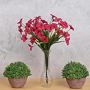 20 Bundles Artificial Flowers Outdoor Fake Flowers UV Resistant No Fade Faux Plastic Garden Porch Greenery Shrubs Window Box Decorating,Wedding Flower,Aisle Table Centerpiece Party (Rose)