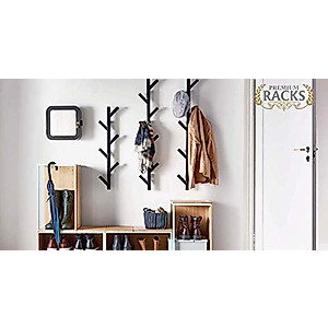 PREMIUM RACKS Coat Rack & Hat Rack - Modern Design - Wall Mounted - Stylish - (Black)