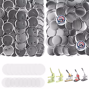 Onemorello 400 PCS Button Maker Supplies, 75mm / 2.95 inch Button Supplies Button Parts, Approx. 3 inch Metal Blank Button Badge Parts with Blank Paper for Button Maker Machine Pin Maker Button Press