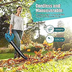 5.0Ah Battery Leaf Blower - BHY 320 CFM & 180MPH Cordless Electric Leaf Blower with Fast Charger, 6 Variable Speeds, Battery Operated Leaf Blower for Blowing Leaves, Snow Debris and Dust