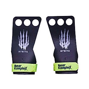 Bear KompleX Black Diamond 3 Hole Hand Grips, Great for Crossfit, Speal, Barbell, Kettle Bell, Ring Work, Gymnastics, Crossfit, Comfort and Support, Protect from Blisters, Reduce Slipping, Men & Women