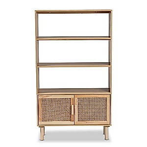 Baxton Studio Faulkner Bookcases, Beige/Natural Brown