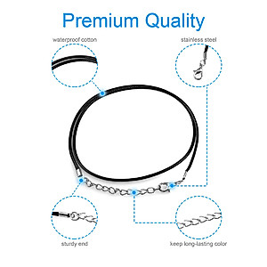 24PCS Black Cord Necklace, 20 in Waxed Necklace Cords for Pendants, Black String Necklace with Clasp for DIY Jewelry Making…