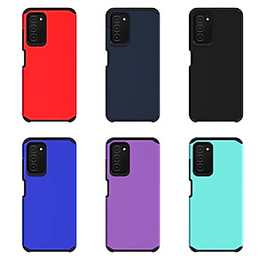 Huness for Samsung Galaxy A03S Case with 9H Tempered Glass Screen Protector,Durable Hybrid Shockproof Full-Body Protective Case Cover - Black