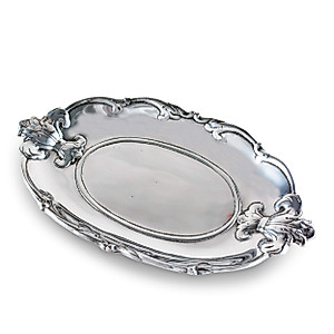 Arthur Court Aluminum Fleur-De-Lis Oval Tray, 13 x 8 inch - Elegant Emblem Design, Versatile for Any Occasion, Freezer & Oven Safe