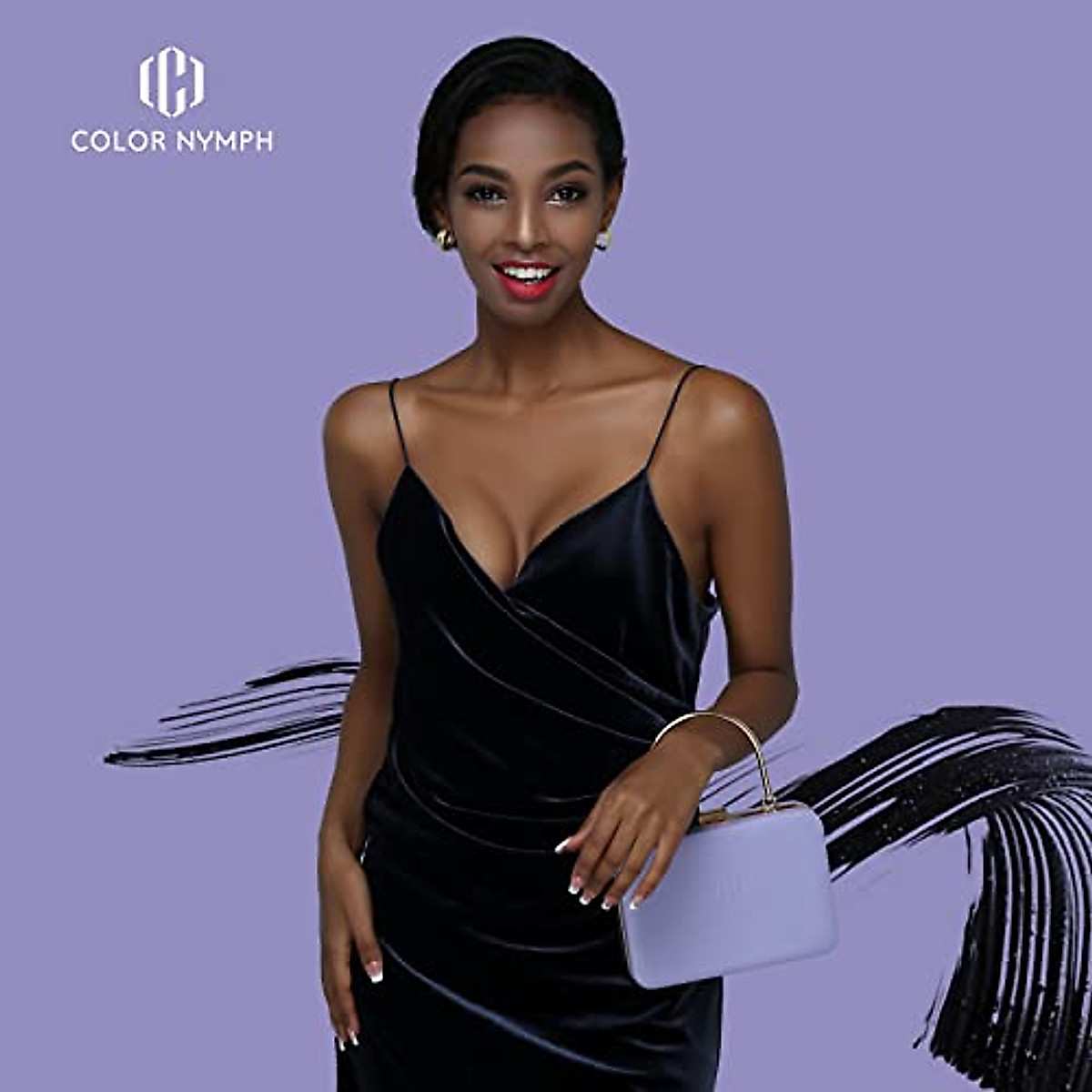 Color Nymph Beginner Makeup Kits For Teens With The Delicate Handbag Included Eyeshadow Palette Blushes Bronzer Highlighter Lipstick Brushes Mirror(Purple)