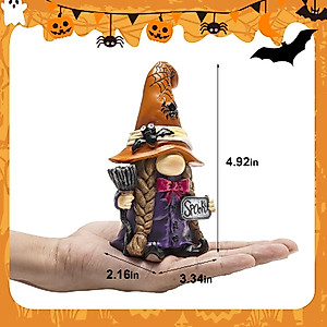 Geemuslly Halloween Gnomes Decorations Figurines Indoor Tiered Tray Table Top Centerpiece Mantle Office Desk Shelf Resin Witch Elf Decor Small Statues Home Ornaments Gift
