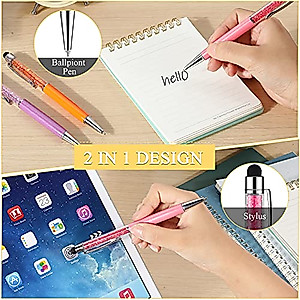 26 Pieces Crystal Ballpoint Pen Crystal Stylus Pen Bling Ballpoint Pens Glitter Diamond Pen 2-in-1 Slim Pens Capacitive Writing Pens for Touch Screens, Office, School Stationery Supplie (Cold Colors)