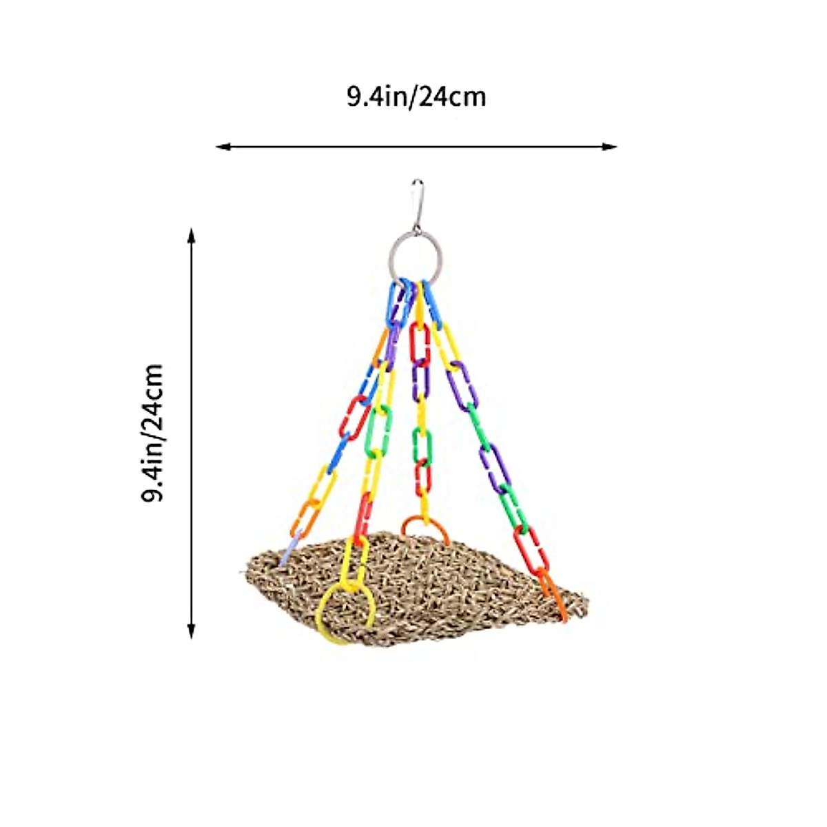 Mipcase 4pcs Cockatiel Chew Natural Perch Chewing Hammock Birdcage with Toys Hanging Cage Wall Bite Mat Parrot Budgerigars Conures Swing Foraging Net Lovebirds Seagrass for