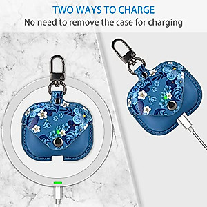 bvya Printed Leather Case for AirPods Pro, Cute Case for Apple Airpods Pro Charging Case 3rd Gen 2019 with Secure Snap Closure Keychain