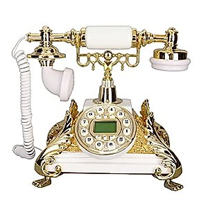 Vintage Corded Telephone, Classic Landline Telephone Old Fashioned Corded Telephone with LCD Display, Wired Home Office Telephone with Redial Function Push Button for Home Hotel Office Decor