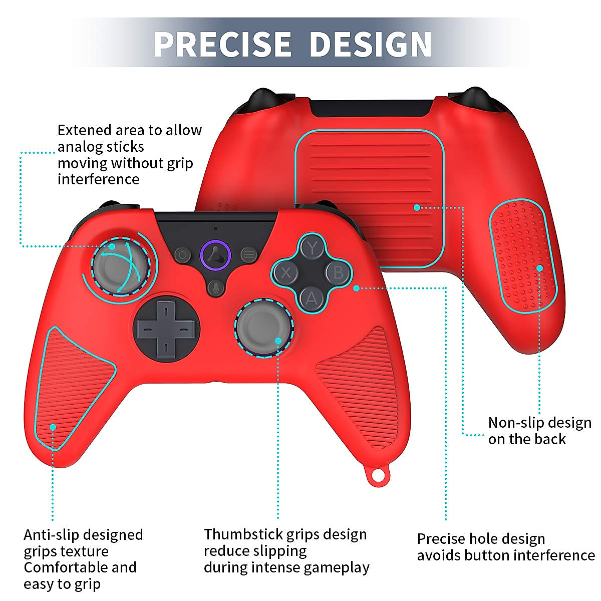 Case for Luna Controller, Alquar Silicone Case Cover for Amazon Luna Controller, Anti-Slip/Shockproof/Dustproof Skin Protective Cover for Luna Game Controller- with Lanyard/Thumb Grip Caps (Red)