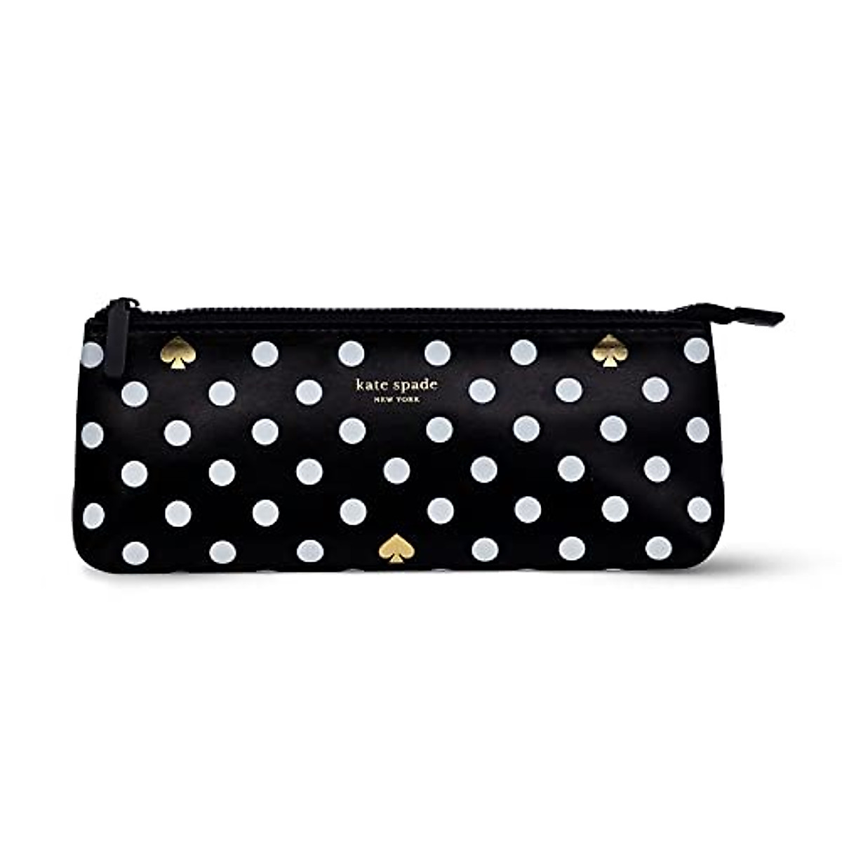 Kate Spade New York Pen and Pencil Case with School Supplies, Zip Pouch Includes 2 Pencils, Sharpener, Eraser, and Ruler, Polka Dots (Black/White)
