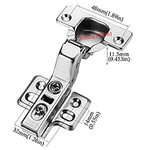Luokim 4pcs Standard Cabinet Hinge,Fit for Frameless Cabinet,European Inset,Soft Closing,Four-Hole mounting Plate Hinges,Nickel Plated Finish