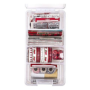 AB Designs 6925ABD Semi Satchel with Removable Dividers, Stackable Home Storage Organization Container, Clear with Sliver Latches and Handle