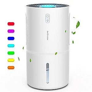 Dehumidifiers, AIUSEVO 27oz Dehumidifier, Small Dehumidifiers for Home Ultra Quiet with Colorful LED Light, 2 Speeds, Auto-Off, Safe Dehumidifier for Bedroom Bathroom Closet RV (280 sq ft) White