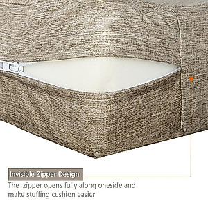 youngseahome Patio Seat Cushion Covers,Washable Slip Covers Replacement,Waterproof Outdoor Furniture Chair Cushion Pillow Seat Cover for Couch,Garden,Sofa,Flax,24"×22"×4"(4 Covers Only)