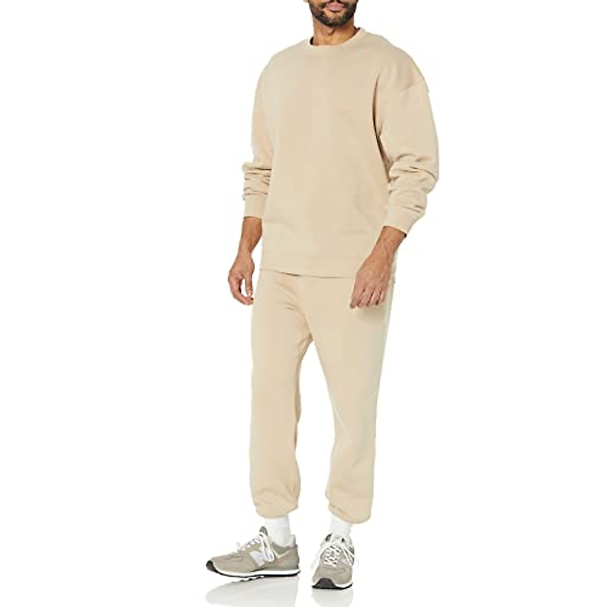 Amazon Essentials Men's Oversized-Fit Crewneck Sweatshirt (Available in Big & Tall), Tan, Large