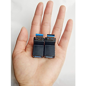 USB 3.0 Male to Female Right Angle Adapter, 90 Degree, USB Upward and Downward Connector
