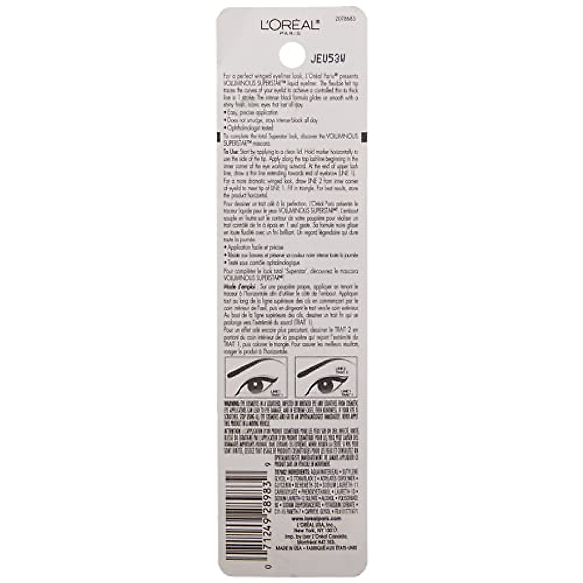 L'Oreal Paris Voluminous Superstar Liquid Eyeliner Pen, Black [202] 0.056 oz