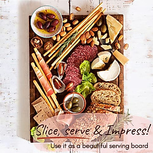 XXL End Grain Butcher Block Cutting Board [1.5" Thick]. Made of Teak Wood and Conditioned with Beeswax, Flaxseed Oil & Lemon Oil. 23" x 17" Chopping Board by Ziruma.