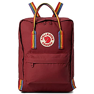Fjällräven Kånken Rainbow Backpack for Men, and Women - Durable Fabric with Adjustable Shoulder Straps, and Lightweight Backpack Ox Red/Rainbow Pattern One Size One Size