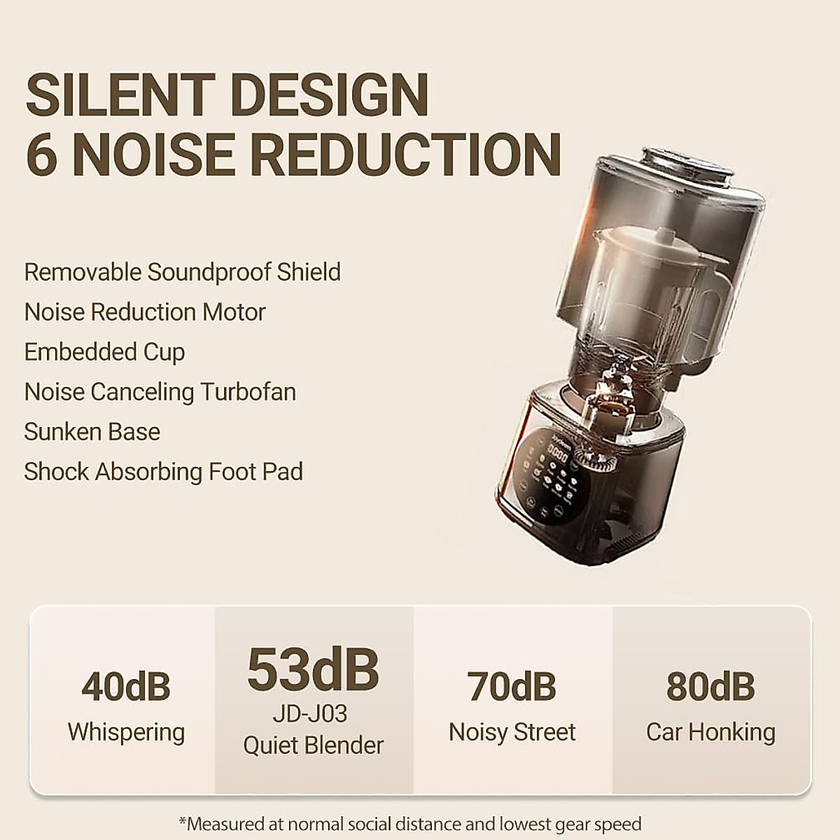 Joydeem JD-J03 Quiet Cooking Blender with Soundproof Shield, Silent Hot Cold Blender for Soy Milk & Juice, 8-Speed and Temperature Control, 12H Preset, 1100ml, White