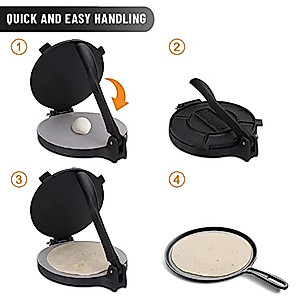 Tortillada – Tortilla Press, Quesadilla / Roti Maker (10 Inch) - Pre-Seasoned Cast Iron with Recipes E-Book