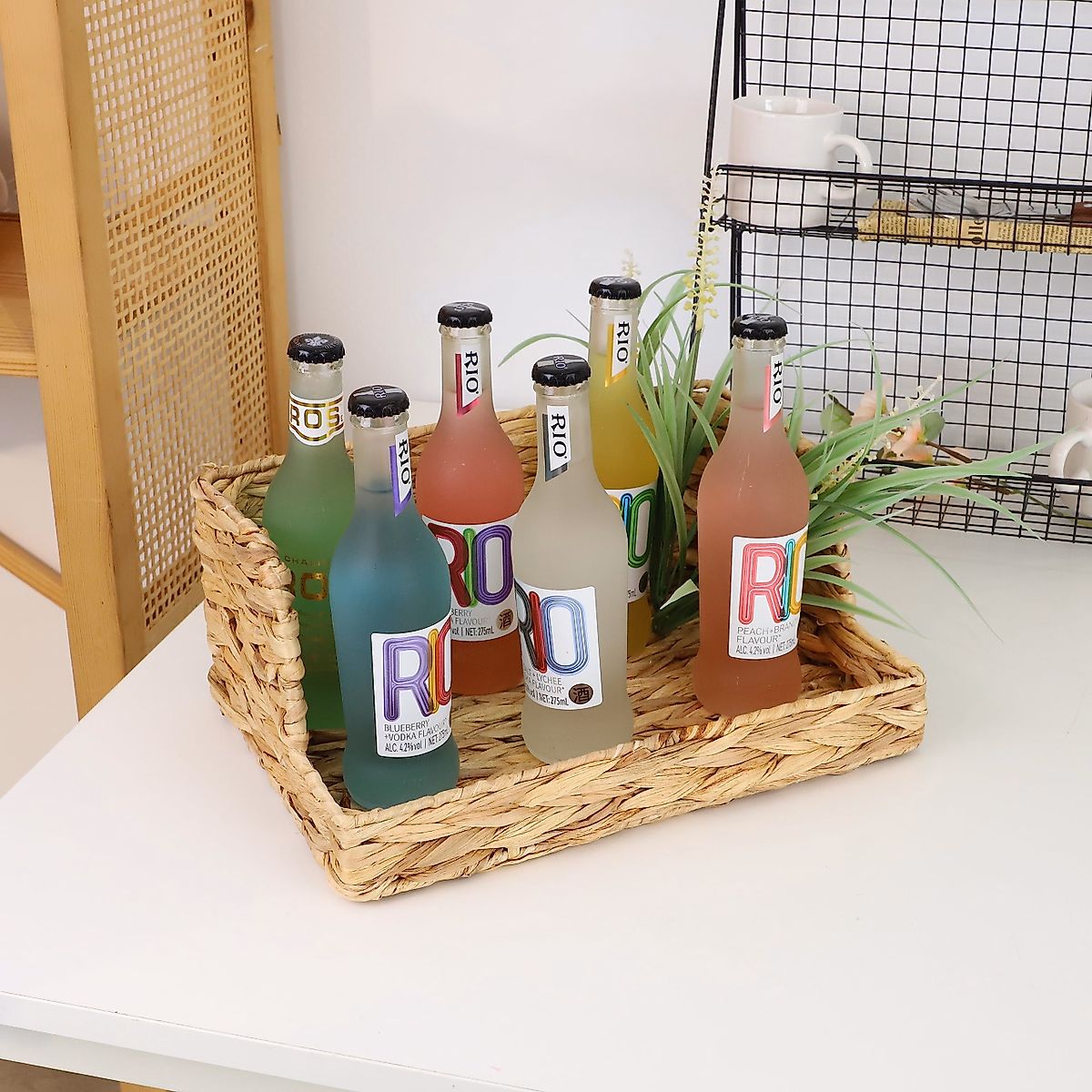 GYASVWU Water Hyacinth Handwoven Shelf Baskets, Pantry Baskets for Organizing Wicker Storage Baskets Trapezoid Water Hyacinth Woven Basket for Shelves (Water hyacinth)