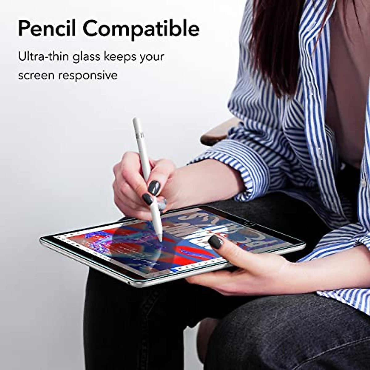 ESR for iPad 9th Generation Screen Protector, Tempered Glass Film with Easy Installation Frame for iPad 9/8/7 Gen (2021&2020&2019, 10.2 Inch), Scratch-Resistant, HD Clear, 2 Pack