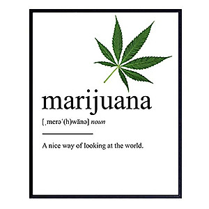 Marijuana Definition Wall Decor Picture Print - Funny 8x10 Room Decoration for Home, Apartment, Dorm, Bedroom - Gift for Pot, Weed, Ganja, Cannabis, CBD Fans, Potheads - Contemporary Art Poster