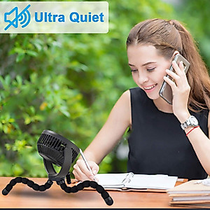 Portable Rechargeable Baby Stroller Fan, 5000mAh Battery Operated Tripod Clip on Fan, 20 Hours Work, 3 Speeds, Small USB Handheld Personal Fan, Ideal for Desk, Treadmill, Outdoor, Golf Cart, Car