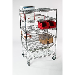 Omega Shelving Storage | 5 Tier Truck Shelving Unit 18" Deep x 36" Wide x 80" High- 1200 lb Capacity per Shelf, Adjustable Wire Shelving, Tool-Free Assembly |Chrome Garage Shelving