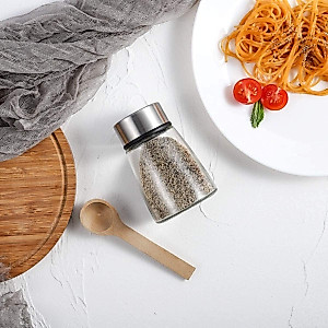 Elegant Salt and Pepper Shakers with Adjustable Pour Holes - Set of 2 - Premium Stainless Steel and Glass - Perfect Spice Dispenser Set for Your Delicious Meals