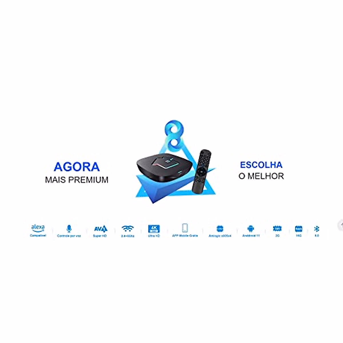 SuperTV H8 Brazil Box TV Brasil New Version HTV8 Brazilian TV Box Android 11 - 2.4GHz/ 5GHz WiFi 4K UHD Bluetooth 4.2