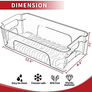 PRAKI Refrigerator Organizer Bins - 8pcs Plastic Pantry Kitchen Organization and Storage Bins for Fridge, Freezer, Kitchen Cabinets, and Countertops - BPA Free Fridge Organizer