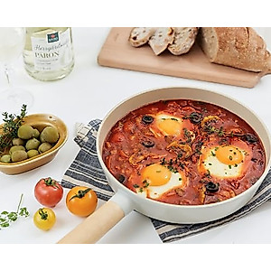 NEOFLAM FIKA 11" Frying Pan for Stovetops and Induction | Wood Handle and Nonstick Ceramic Coating | Made in Korea (11" / 28cm)