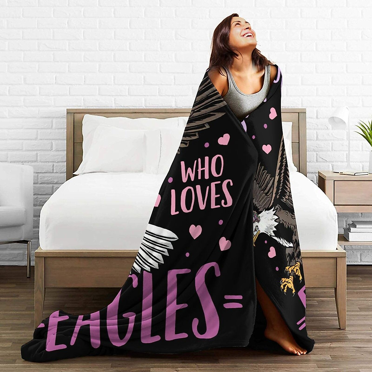 Bald Eagles Blanket for Girls Woman Just A Girl Who Loves Eagles Throw Blanket Soft Warm Fleece Flannel Eagle Animal Theme Decor Blanket Gifts for Kids Adults Couch Sofa Bed 50"X40"
